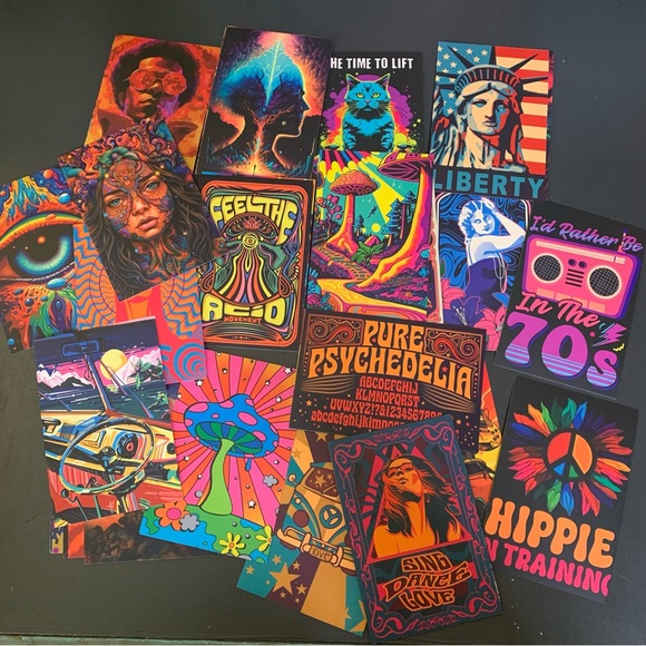 Art | Hippie Trippy Psychedelic Wall Collage Kit New | Poshmark